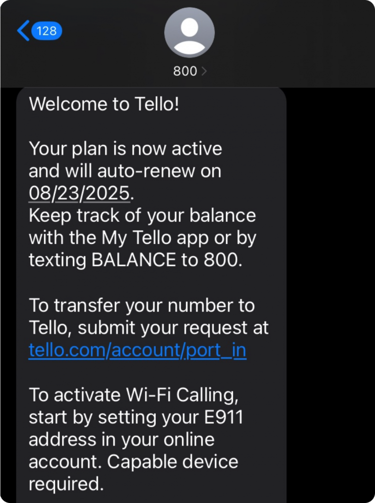 Tello/eSIM卡/$5/月/能在CN大陆以Wi-Fi calling的方式接收短信和打电话（100分钟/短信免费） | 主机贴士